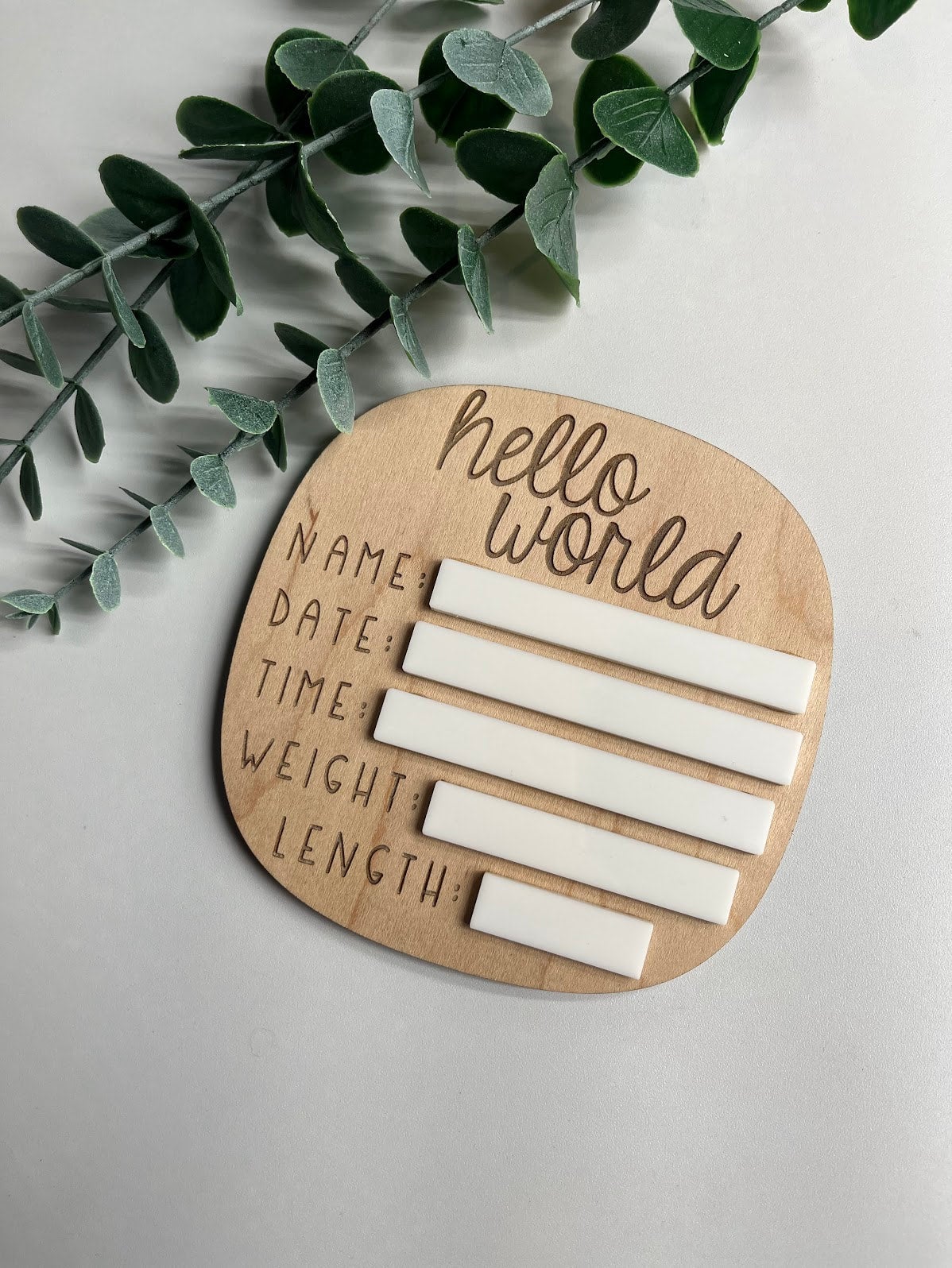Hello World Baby Announcement - Reusable/Dry Erase | Sanded And Signed ...