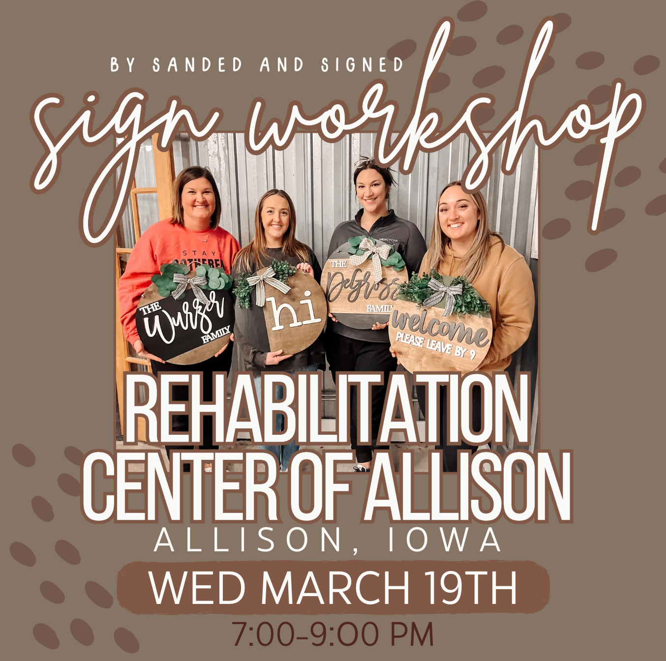 Door Hanger Sign Workshop - 3/19/2025 - 7-9pm - Rehabilitation Center ...